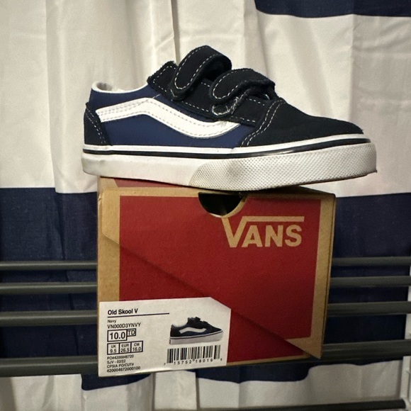 Vans | Shoes | Vans Blue And White Sneakers With Velcro Straps | Poshmark